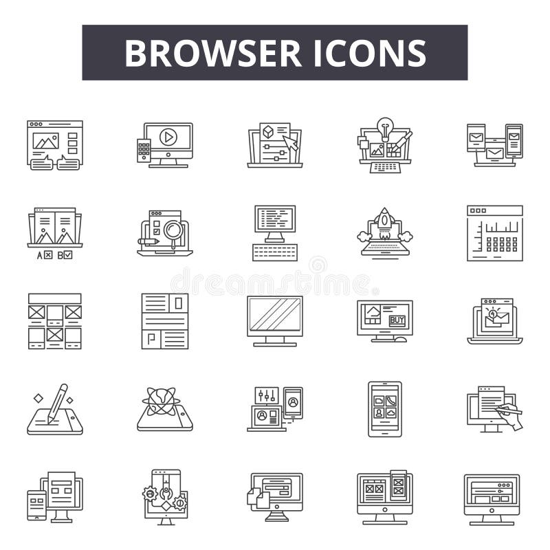 Browser Line Icons, Signs, Vector Set, Outline Illustration Concept ...