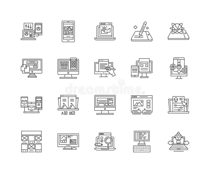 Browser Line Icons, Signs, Vector Set, Outline Illustration Concept ...