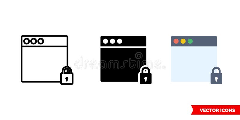 Browser Lock, Password Icon of 3 Types. Isolated Vector Sign Symbol ...