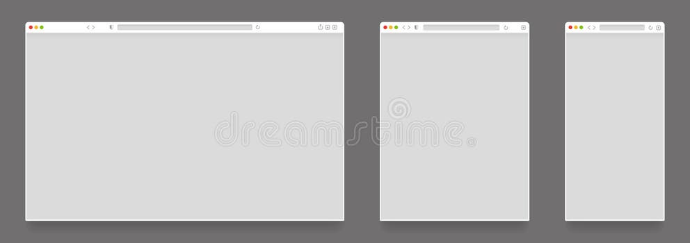 Browser Mockups. Empty Computer Tablet and Mobile Web Page Templates ...