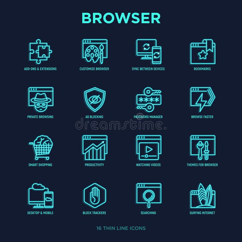 Browser Neon Icon. Elements of Web Set Stock Illustration ...