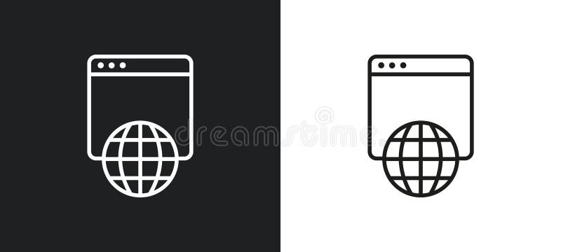 Browser Outline Icon in White and Black Colors. Browser Flat Vector Icon from Blogger and ...