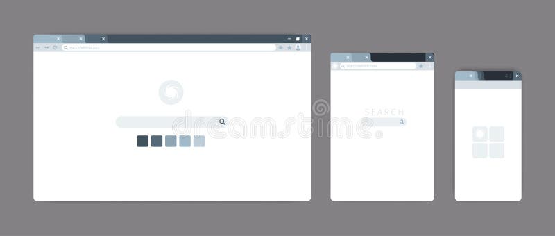 Browser Page. Website Windows. Internet Service UI. Mobile Interface. URL Address and Search Tab ...