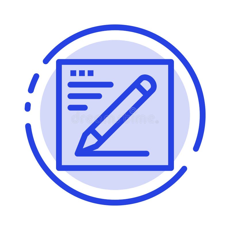 Browser, Pencil, Text, Education Blue Dotted Line Line Icon Stock ...