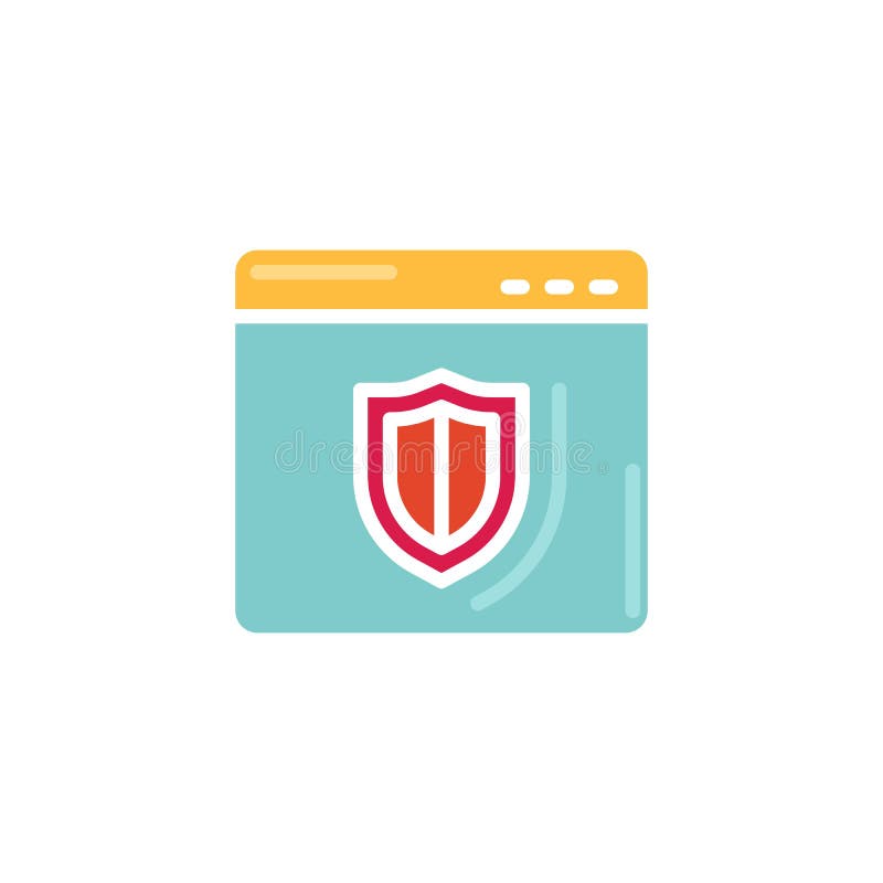 Browser Protection Shield Flat Icon Stock Vector - Illustration of logo ...