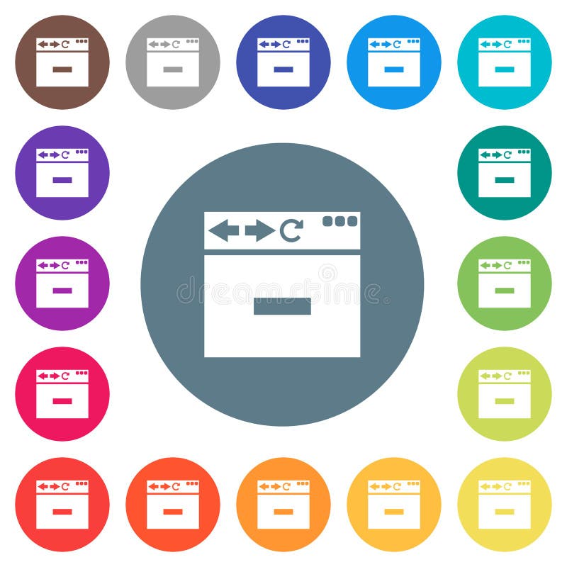 Browser Remove Tab Flat White Icons on Round Color Backgrounds Stock ...
