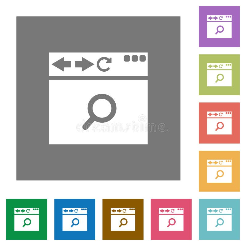 Browser Search Square Flat Icons Stock Vector - Illustration of details ...