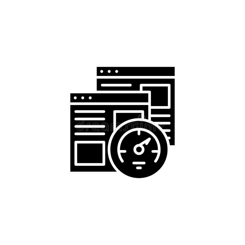 Browser Speed Test Black Icon Concept. Browser Speed Test Flat Vector ...
