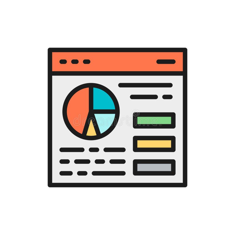 Browser Statistics, Website Traffic, Webpage with Chart Pie Flat Color ...