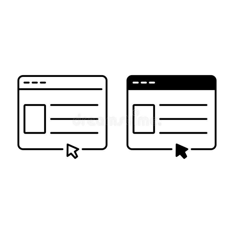 Browser Tab and Pointer Outline and Glyph Icons Stock Vector ...