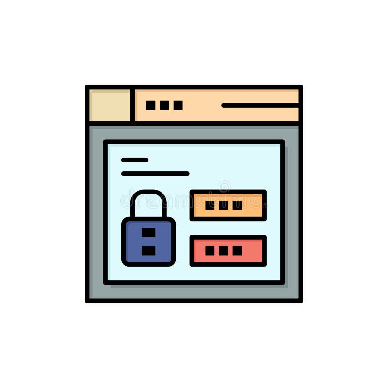 Browser, Web, Lock, Code Flat Color Icon. Vector Icon Banner Template ...