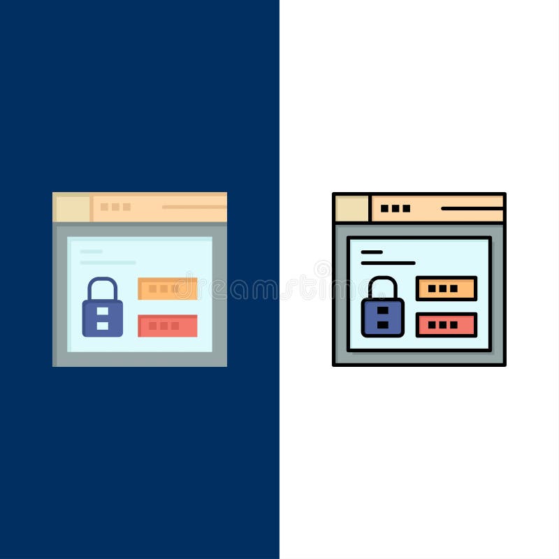 Browser, Web, Lock, Code Icons. Flat and Line Filled Icon Set Vector ...