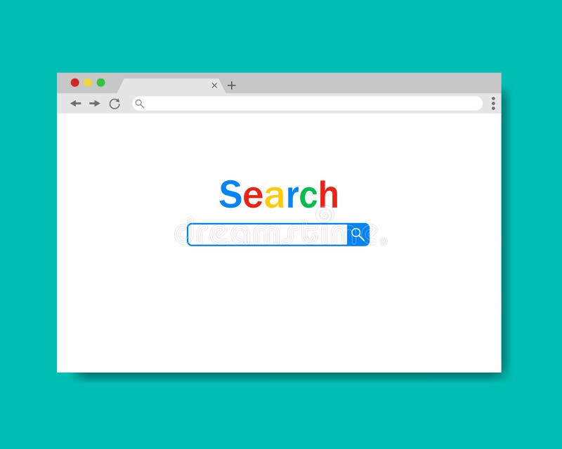 Browser Web Page with Search Bar. Chrome Web Mockup of Computer Interface. Flat Screen Internet ...