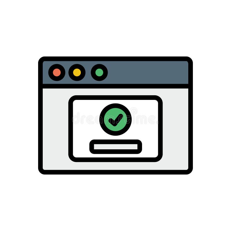 Browser, Web Site, Check Mark, Password Icon. Simple Color with Outline ...