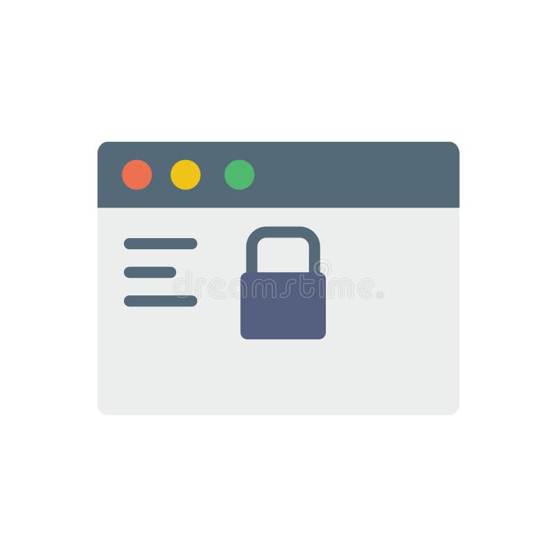 Browser, Web Site, Lock Icon. Simple Color Vector Elements of Internet ...