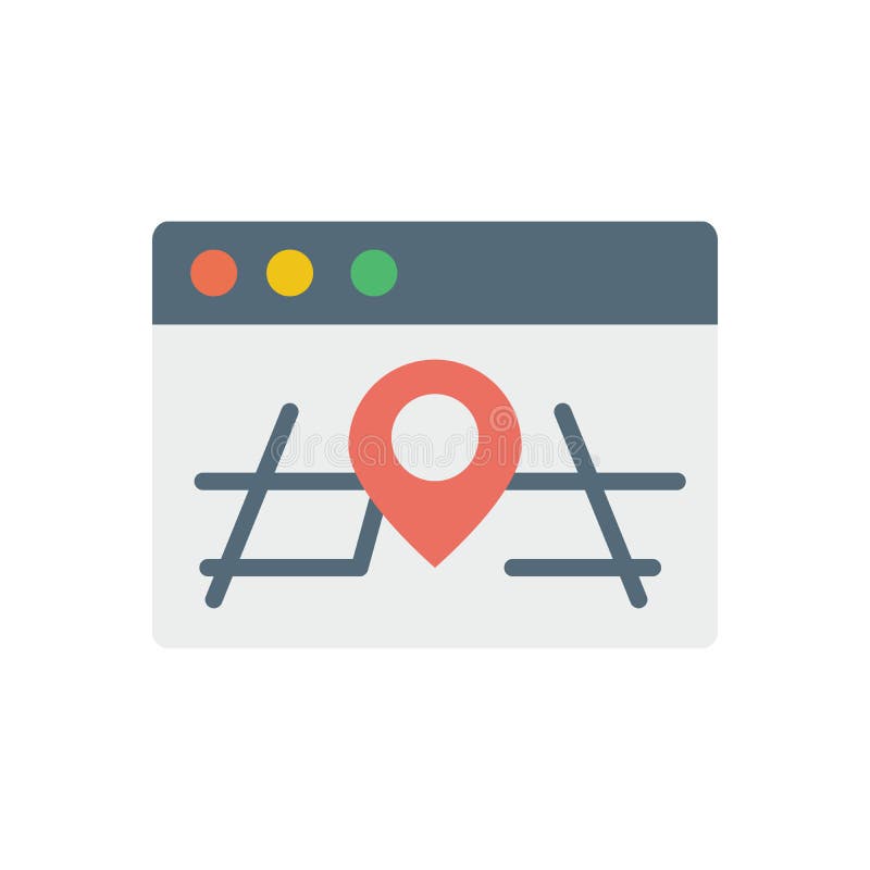Browser, Web Site, Map, Location Pin Icon. Simple Color Vector Elements ...
