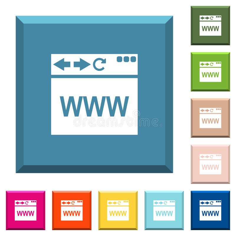 Browser Webpage White Icons on Edged Square Buttons Stock Vector ...