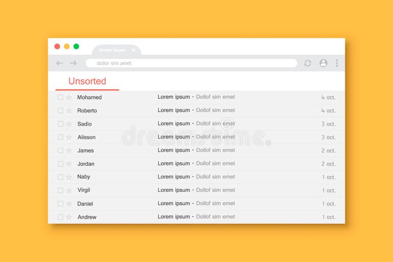 Browser Window with Email Message Frame. Vector Illustration Stock ...