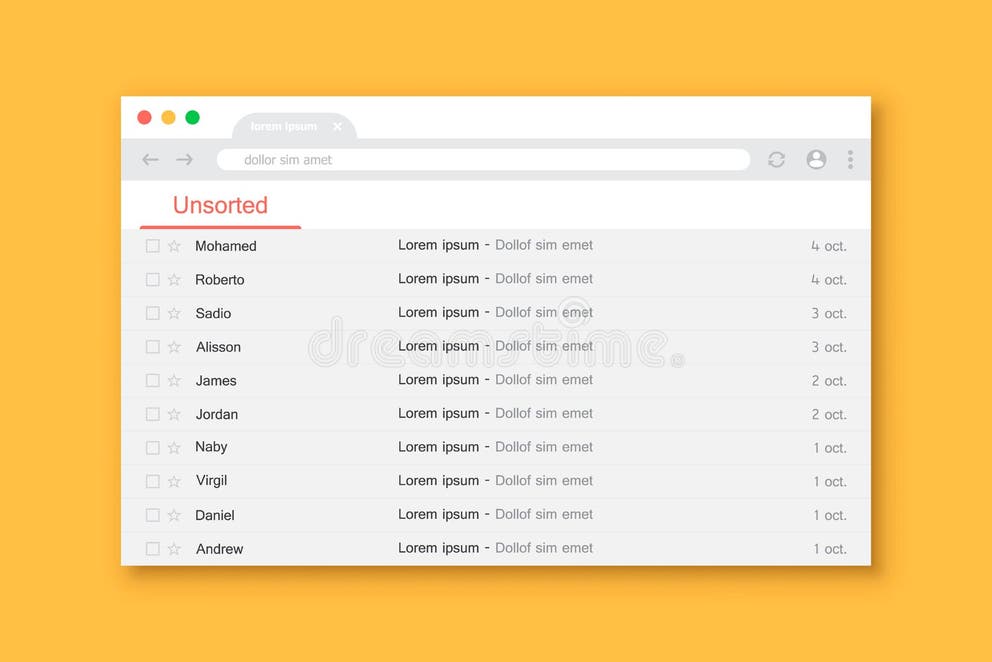 Browser Window with Email Message Frame. Vector Illustration Stock ...