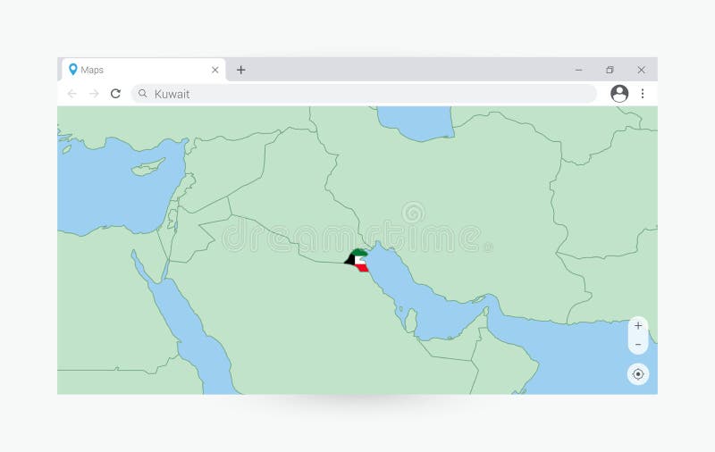 Browser Window with Map of Kuwait, Searching Kuwait in Internet Stock ...
