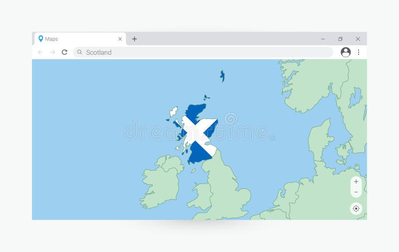 Searching Map of Scotland in Smartphone Map Application. Map of ...