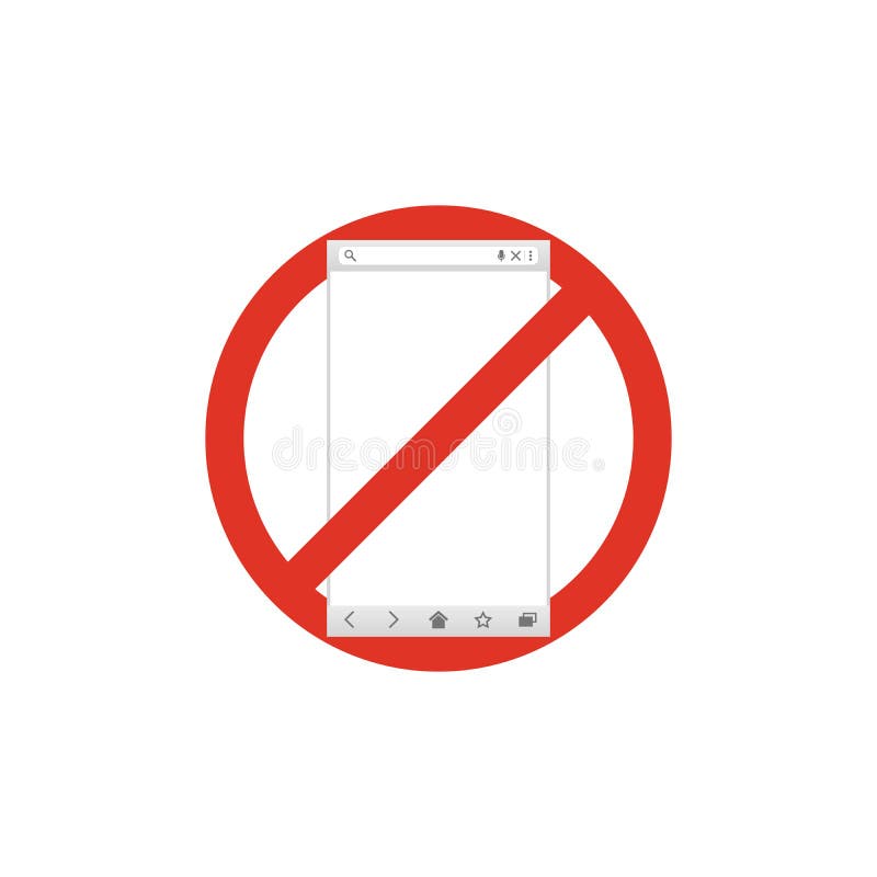 Browser Window in Prohibition Sign. Browser Banned. Prohibited Ban Stop ...