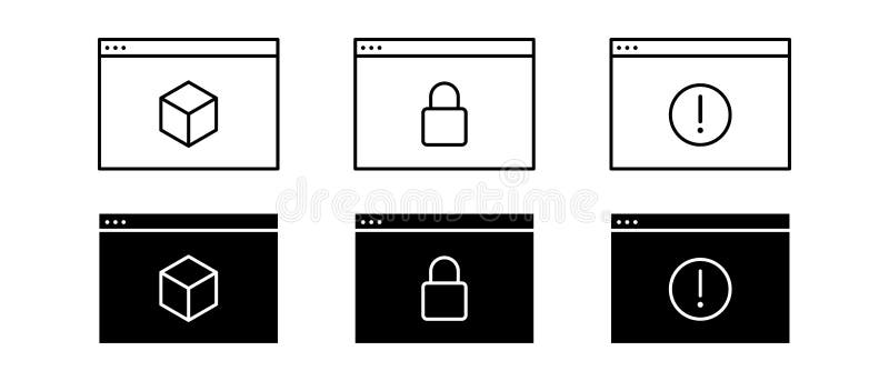 Browser Window Vector Icon Set. Browser Augmented Reality, Locked ...