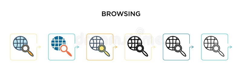 Browsing Vector Icon in 6 Different Modern Styles. Black, Two Colored ...
