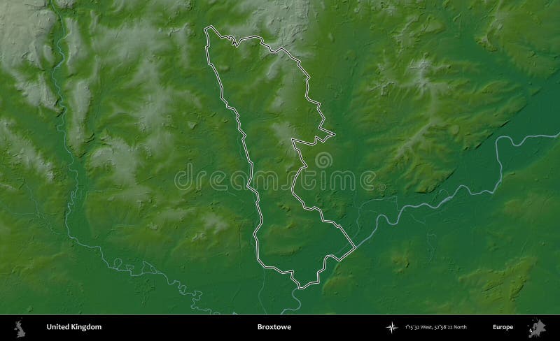Broxtowe Outlined, United Kingdom. Physical Stock Illustration ...