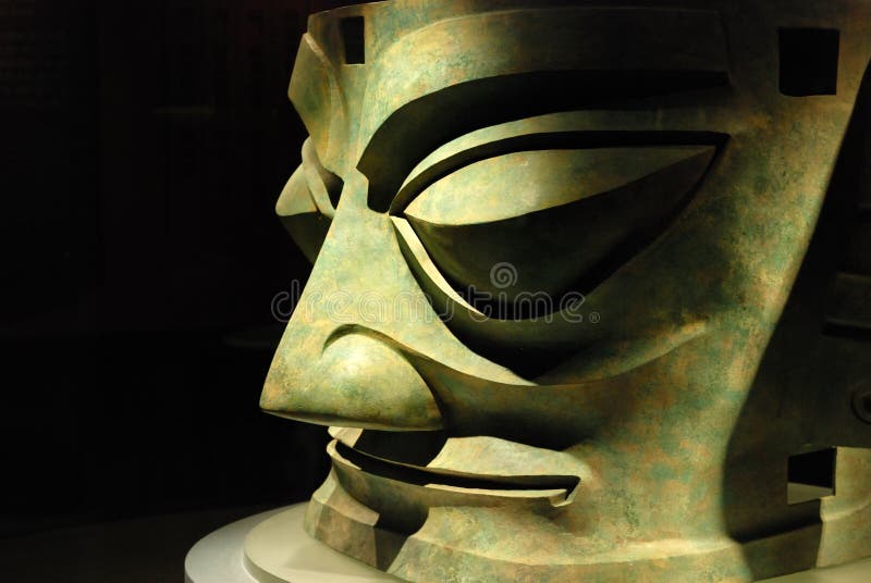 The Brozen Head in Sanxingdui Museum Stock Photo - Image of solemn ...