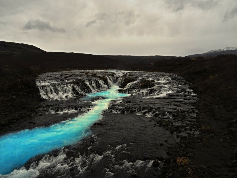 Falling Down into the Turquoise River Stock Image - Image of iceland ...
