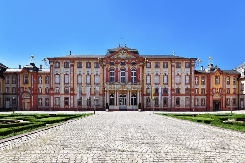 Front View of Baroque Castle Called Bruchsal Palace in Germany ...