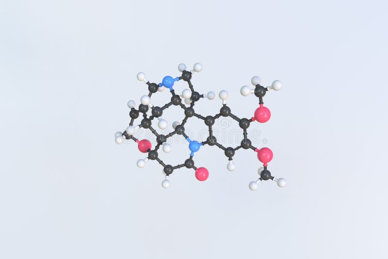 Brucine Molecule, Isolated Molecular Model. 3D Rendering Stock ...