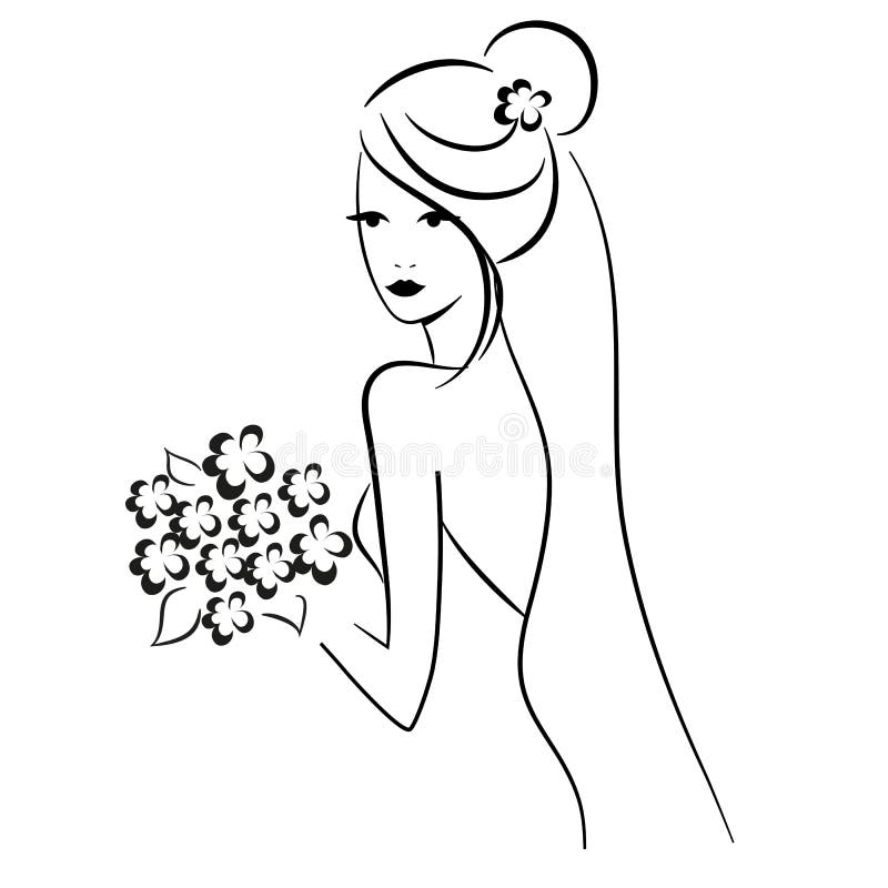 Brud vektor illustrationer. Illustration av beröm, blommor - 51720942