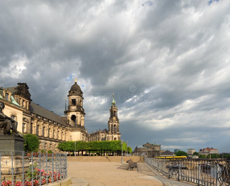 Bruhl Terrace in Dresden, Saxony, Germany Stock Photo - Image of ...