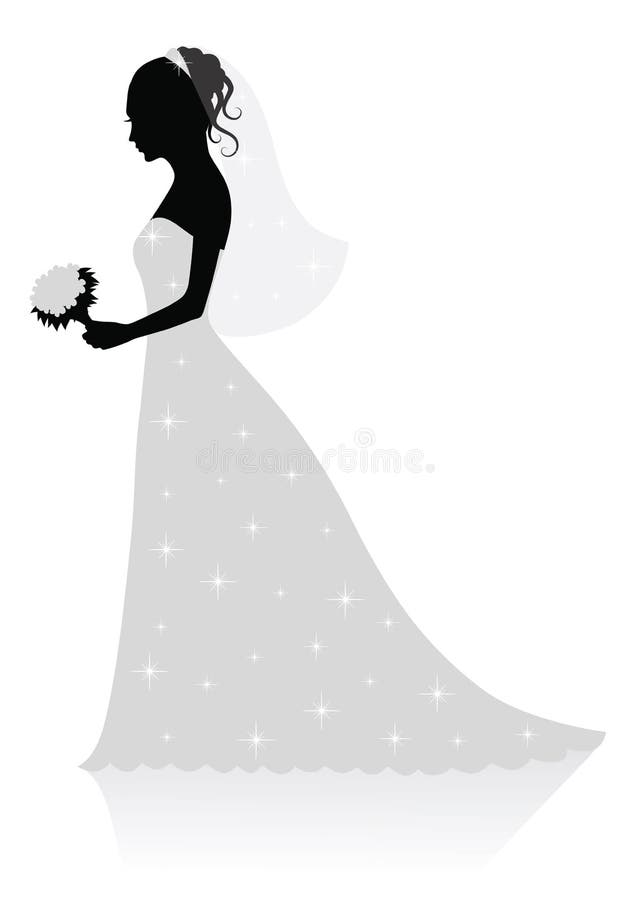 Silhouet van een bruid. vector illustratie. Illustration of schilderij ...