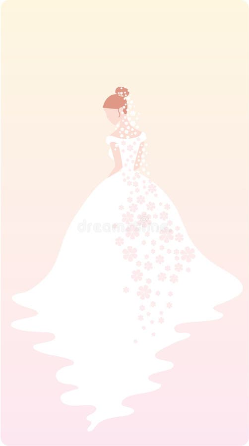 Silhouet Van Een Bruid in Een Huwelijkskleding Vector Illustratie ...