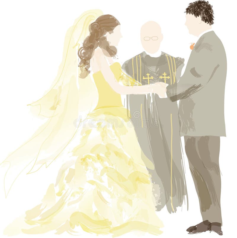 Het Kussen Van De Bruid En Van De Bruidegom Vector Illustratie ...