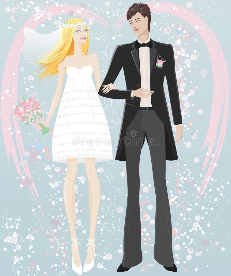 Bruid en bruidegom vector illustratie. Illustration of liefde - 21912568