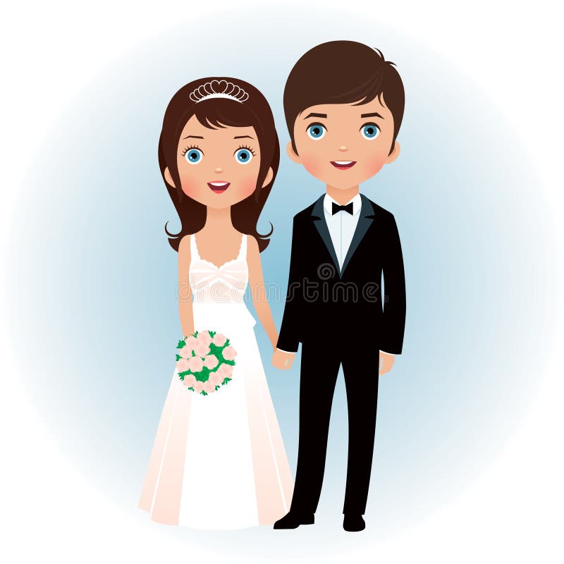 Cartoon Illustratie Van Bruid En Bruidegom (vector) Vector Illustratie ...