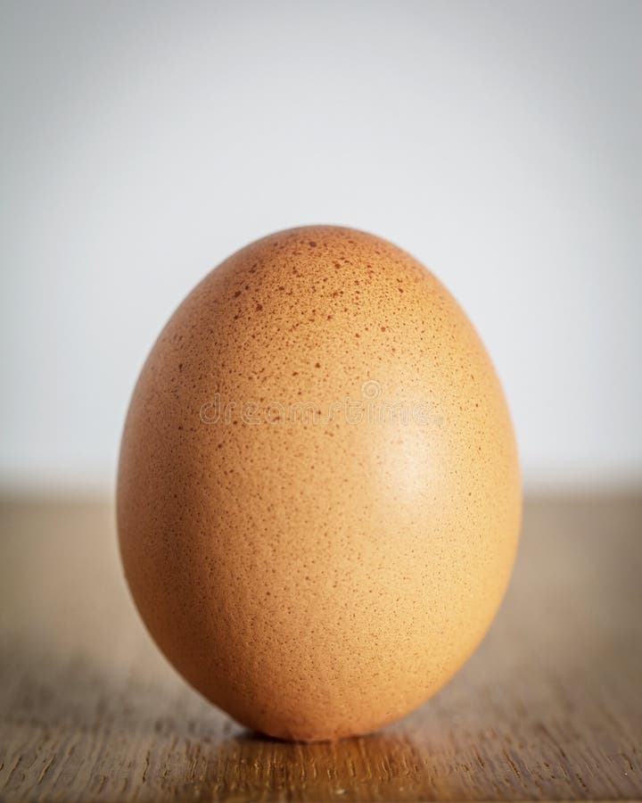 Bruin kippenei stock afbeelding. Image of gekookt, houten - 128602735