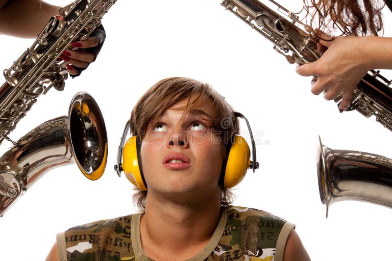 Bruit fort image stock. Image du homme, effrayé, bloc - 12127671