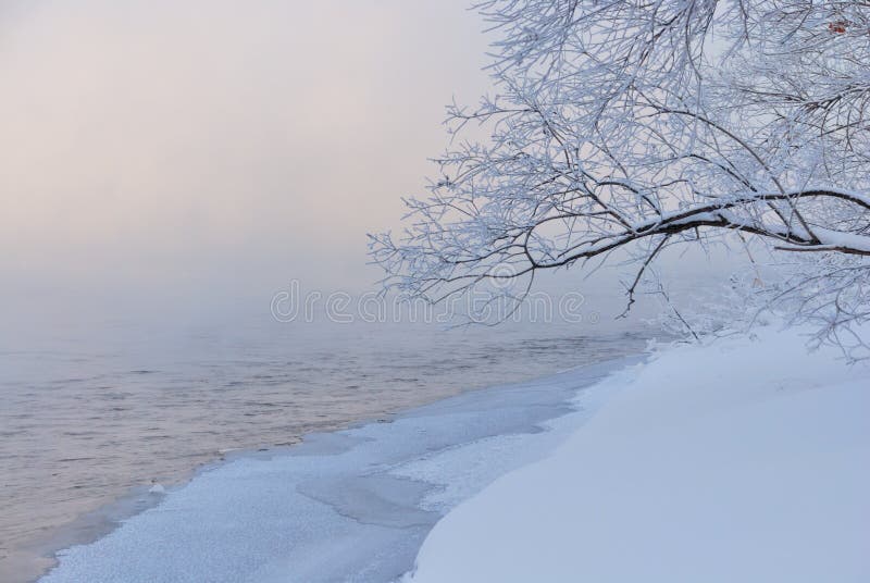 Brunch Above Snowy Riverside Stock Image - Image of riverside, frost ...