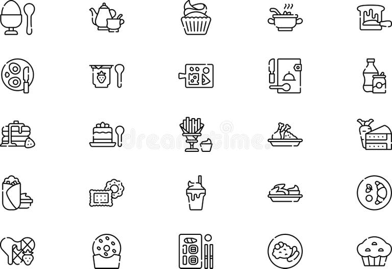 Brunch Icons Collection is a Vector Illustration with Editable Stroke ...