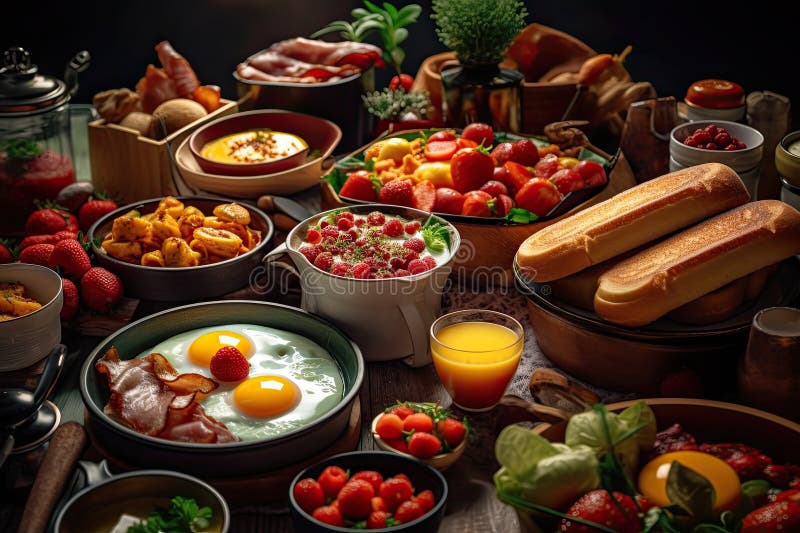 Brunch Spread stock photo. Image of bacon, brunch, restaurant - 282607908