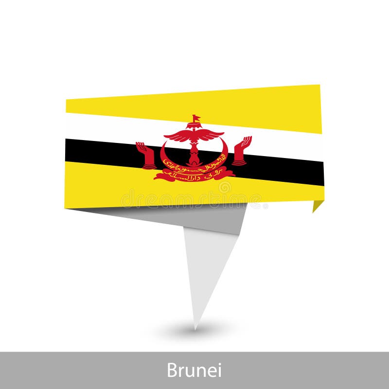 Brunei Country Flag. Folded Ribbon Banner Flag Stock Vector ...