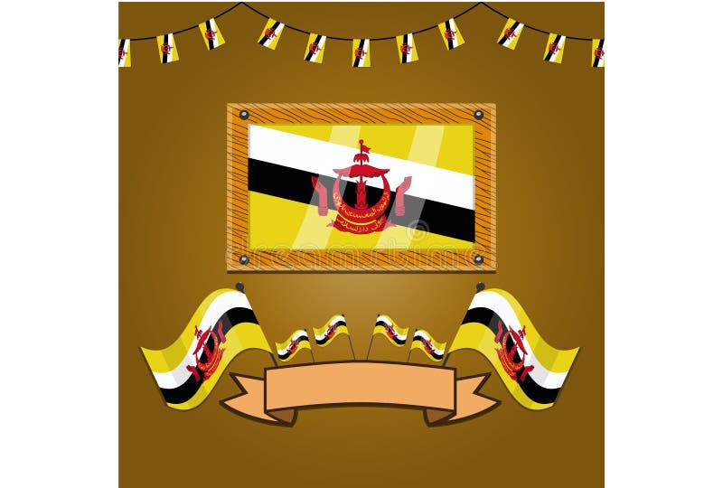 Brunei Darussalam Flags on Frame Wood, Label Stock Vector ...