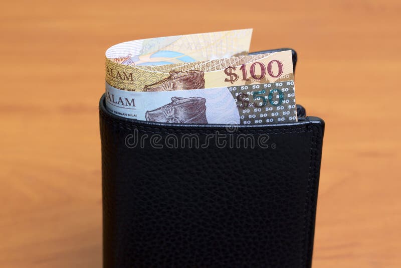 Brunei Dollar in the Black Wallet Stock Image - Image of currency, cash ...