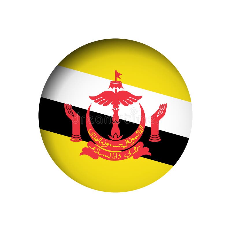 Circle Vector Flag of Brunei Stock Illustration - Illustration of ...