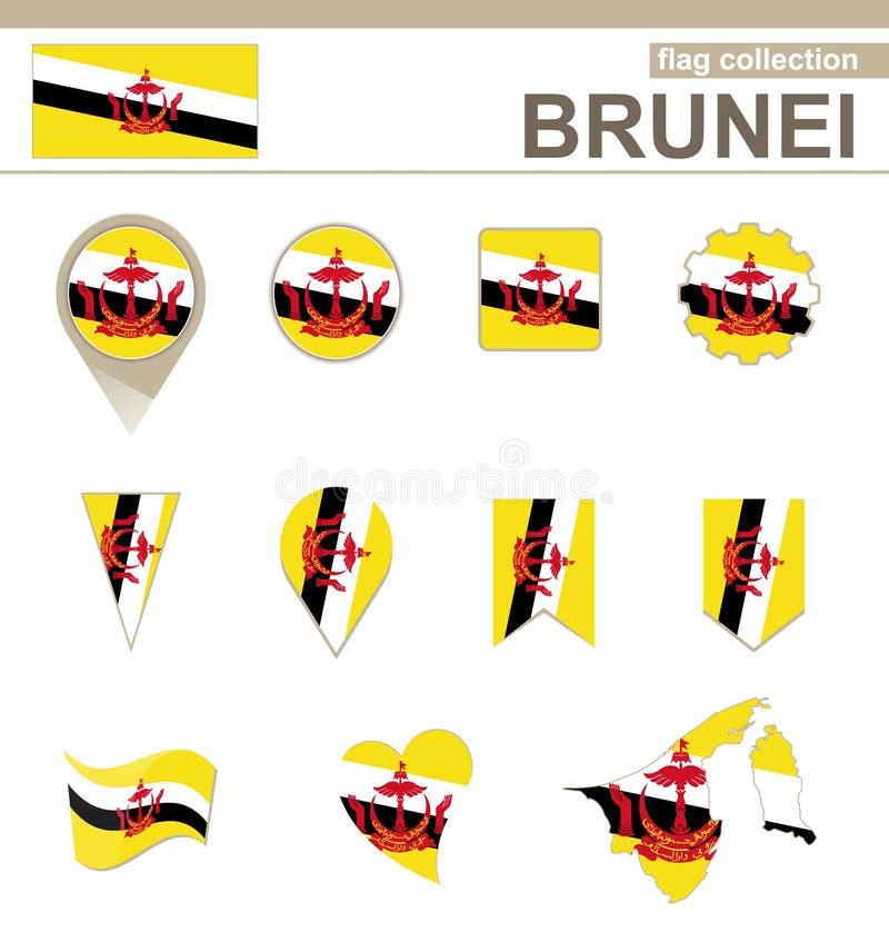 Brunei Flag Collection stock vector. Illustration of flag - 129636891